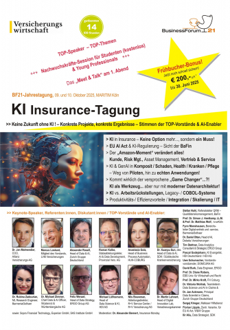 "KI Insurance-Tagung" 2025 | BusinessForum21 – Konferenzen, Kongresse ...